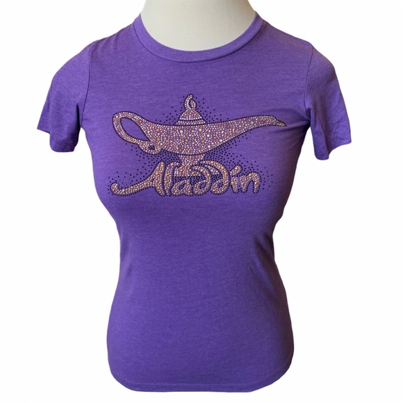 Disney | Tops | Disney Aladdin Purple Rhinestone Tshirt | Poshmark
